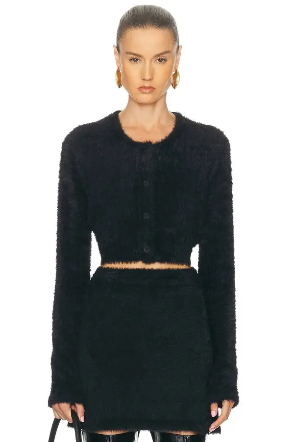 Helmut Lang Cropped Eyelash Cardigan