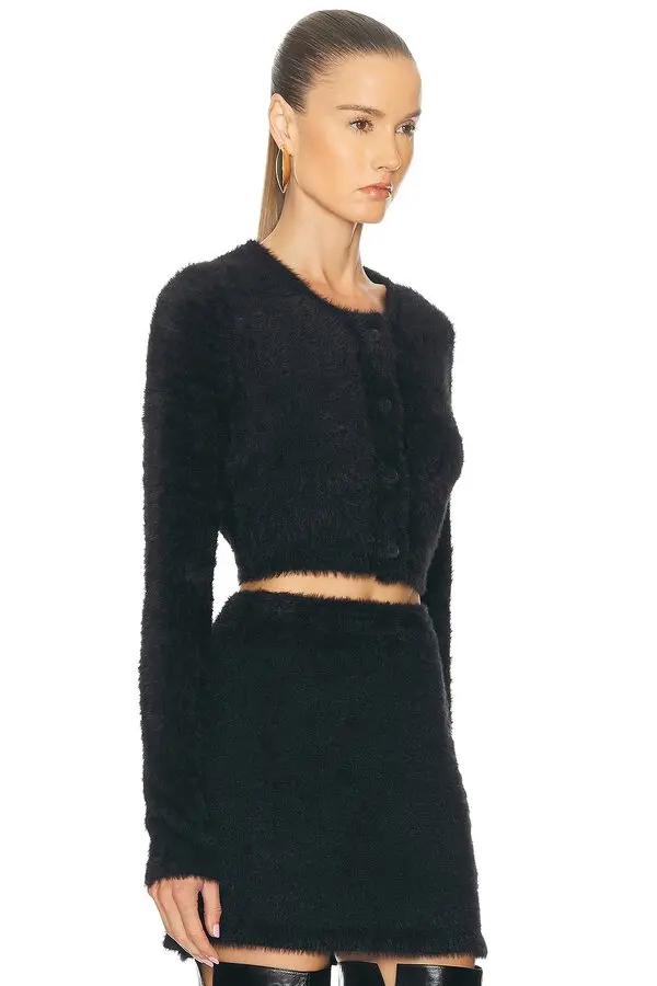 Helmut Lang Cropped Eyelash Cardigan