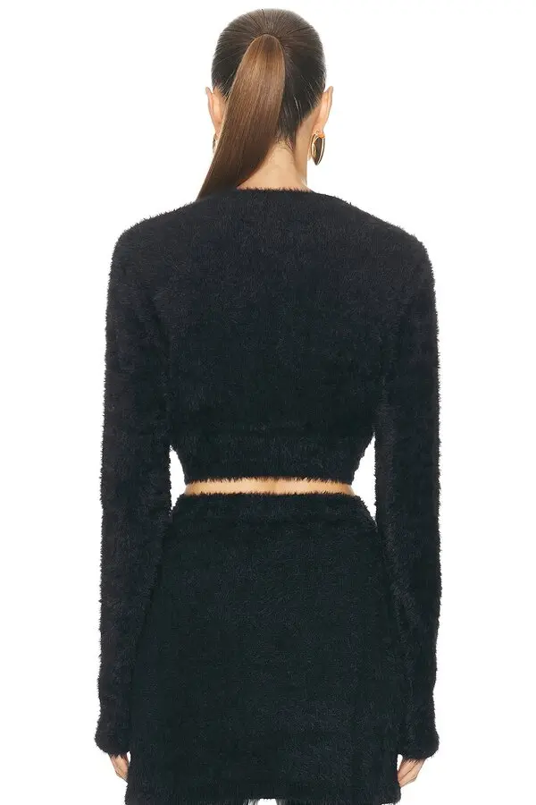 Helmut Lang Cropped Eyelash Cardigan