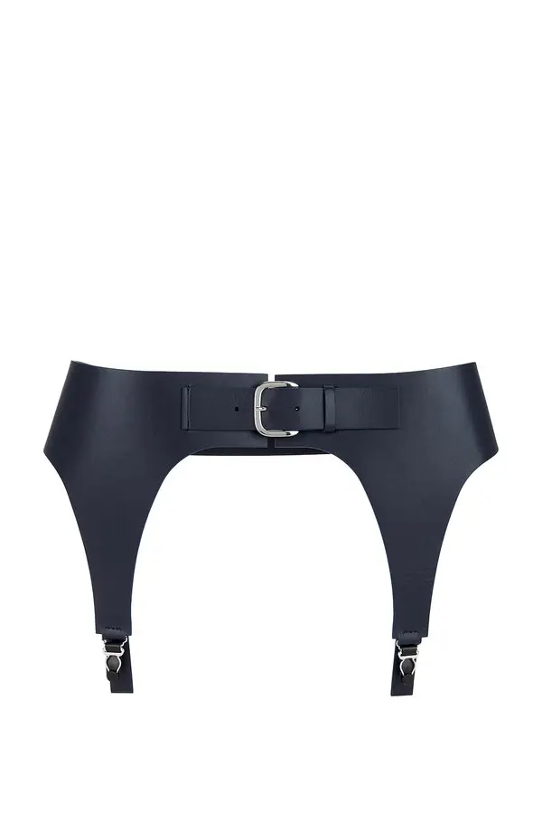 JEAN PAUL GAULTIER Leather Garter Belt - Navy