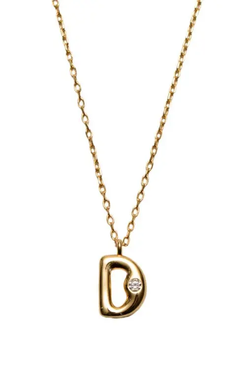 Argento Vivo Cubic Zirconia Bubble Initial Necklace - Gold D