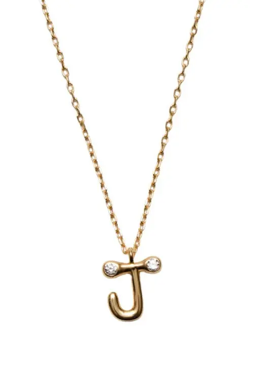 Argento Vivo Cubic Zirconia Bubble Initial Necklace - Gold J
