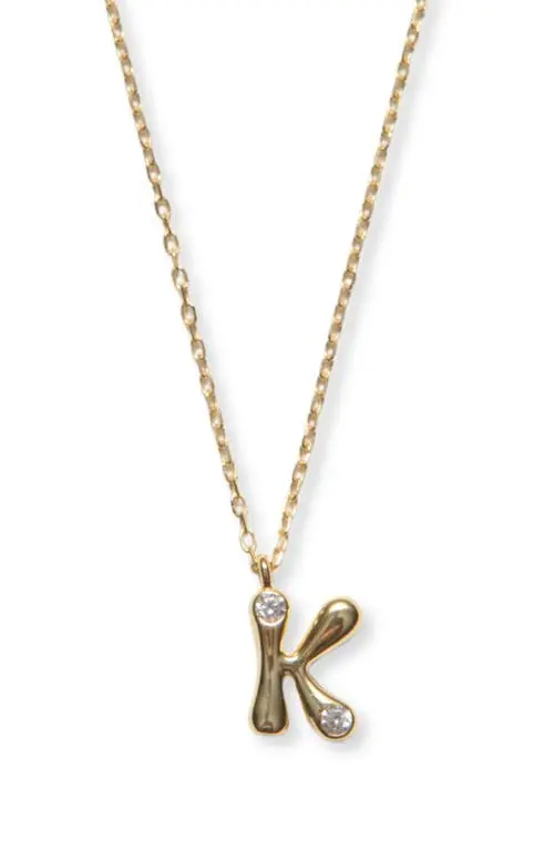 Argento Vivo Cubic Zirconia Bubble Initial Necklace - Gold K