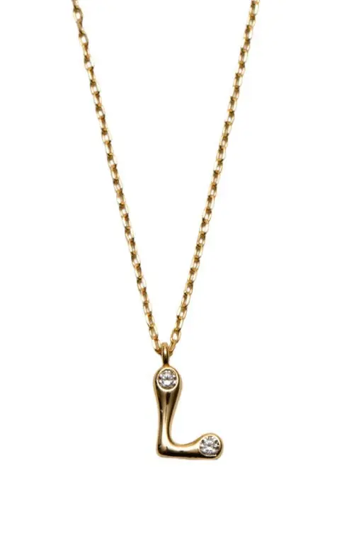 Argento Vivo Cubic Zirconia Bubble Initial Necklace - Gold L