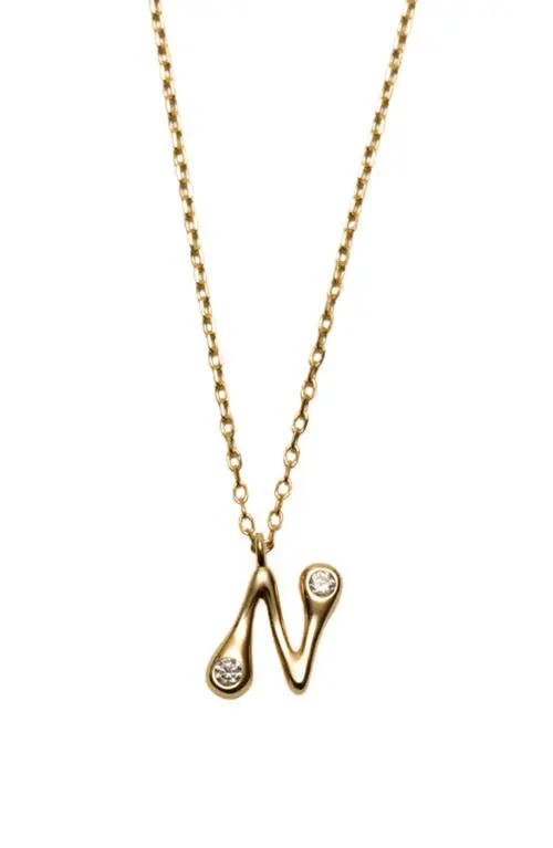 Argento Vivo Cubic Zirconia Bubble Initial Necklace - Gold N