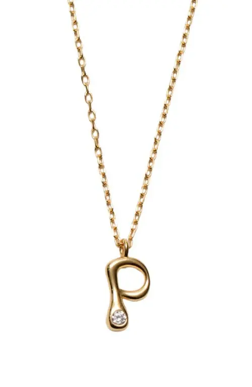 Argento Vivo Cubic Zirconia Bubble Initial Necklace - Gold P