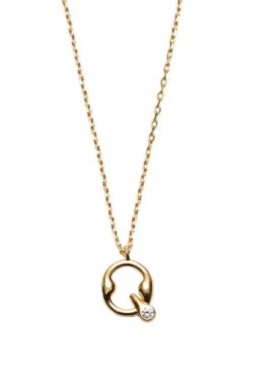 Argento Vivo Cubic Zirconia Bubble Initial Necklace - Gold Q
