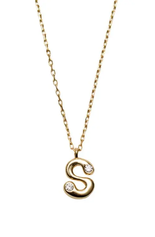 Argento Vivo Cubic Zirconia Bubble Initial Necklace - Gold S