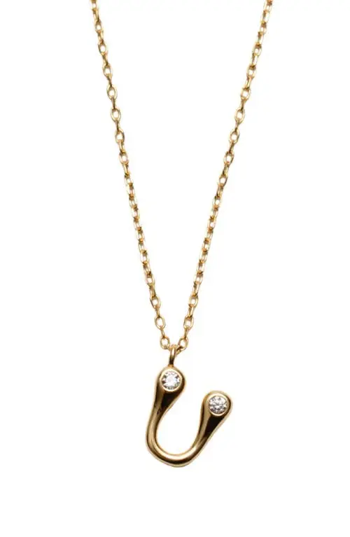 Argento Vivo Cubic Zirconia Bubble Initial Necklace - Gold U