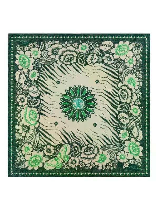 Roberto Cavalli Zebra Mirro- Monogram Scarf - Green