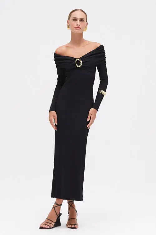 PatBO Grace Knit Draped Midi Dress