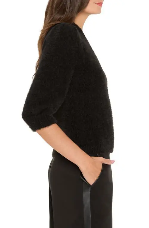 NIC+ZOE Cozy Chic Elbow Sleeve Sweater - Black Onyx