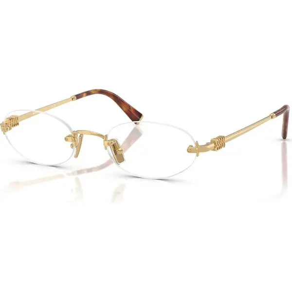 Miu Miu 53mm Oval Optical Glasses - Gold