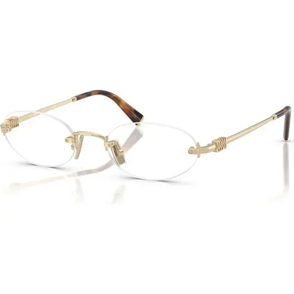 Miu Miu 53mm Oval Optical Glasses - Gold/tortoise