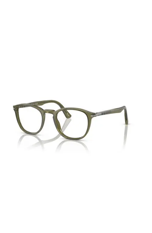 Persol 49mm Round Frame Optical Glasses - Green