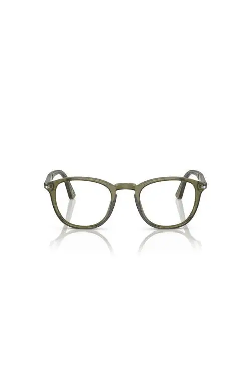 Persol 49mm Round Frame Optical Glasses - Green