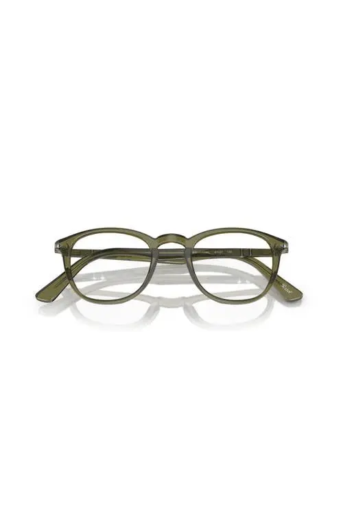 Persol 49mm Round Frame Optical Glasses - Green