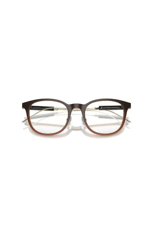 Brunello Cucinelli 51mm Rectangle Full Rim Eyeglasses - Brown