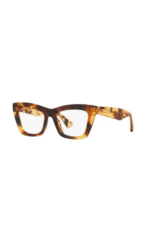 Bottega Veneta 50mm Rectangle Optical Glasses - Tortoise