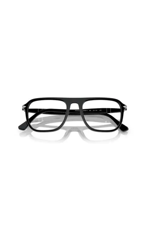 Persol 53mm Square Optical Glasses - Black