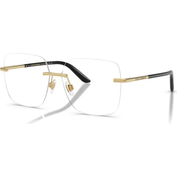 Dolce & Gabbana 57mm Square Rimless Optical Glasses - Gold