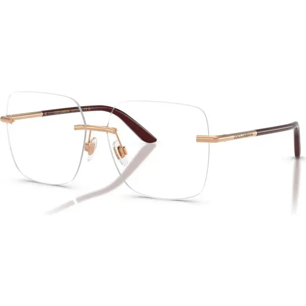 Dolce & Gabbana 57mm Square Rimless Optical Glasses - Pink