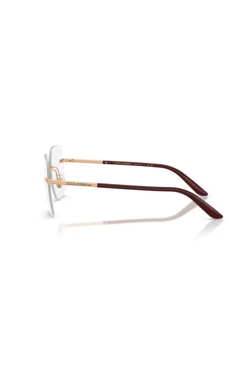 Dolce & Gabbana 57mm Square Rimless Optical Glasses - Pink