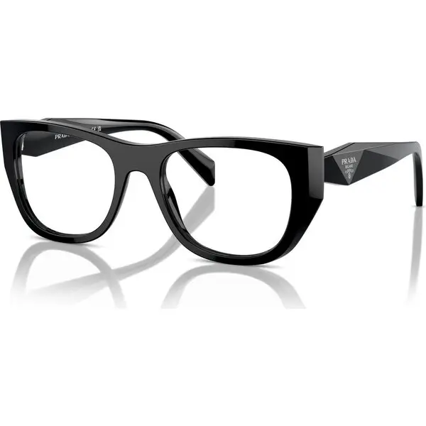 Prada 52mm Irregular Full Rim Eyeglasses - Black