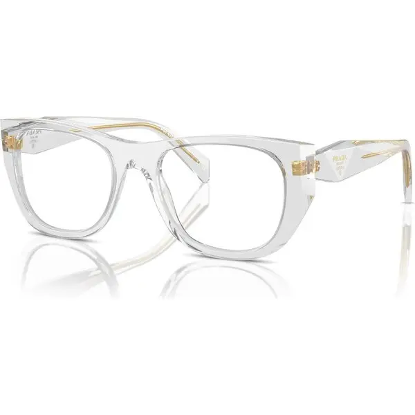 Prada 52mm Irregular Full Rim Eyeglasses - Grey