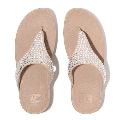 Fitflop Lulu Maxi-crystal Toe-post Sandals - Classic Beige