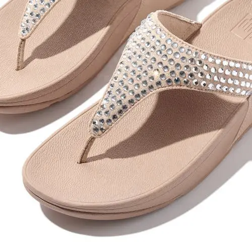 Fitflop Lulu Maxi-crystal Toe-post Sandals - Classic Beige