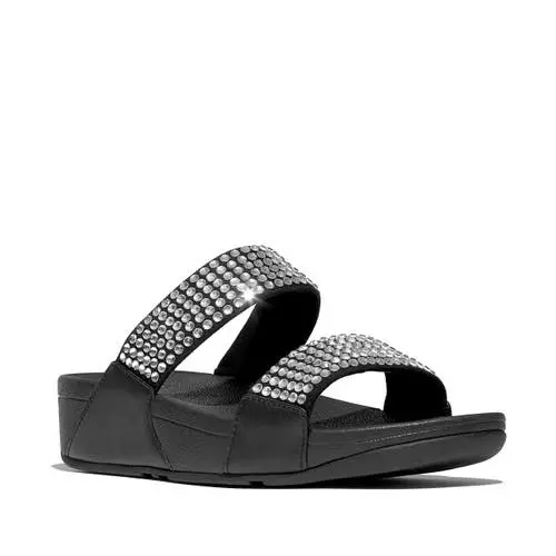 Fitflop Lulu Maxi-crystal Two-bar Slides - Black