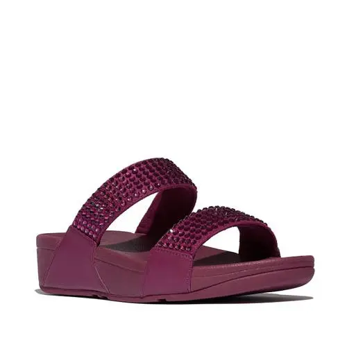Fitflop Lulu Maxi-crystal Two-bar Slides - Ruby