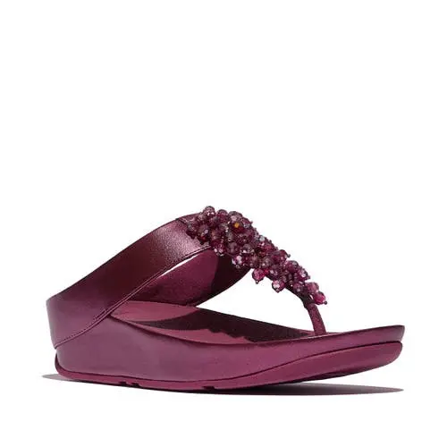 Fitflop Rumba Iridescent Beaded Toe-post Sandals - Metallic Ruby