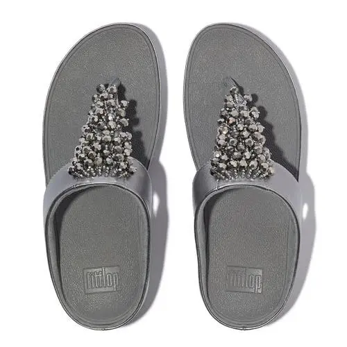 Fitflop Rumba Iridescent Beaded Toe-post Sandals - Silvereen