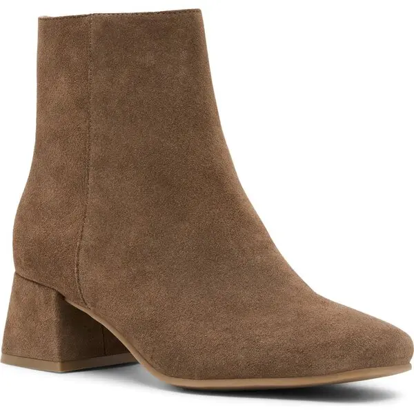 Blondo Lizzy Waterproof Square Toe Block Heel Bootie - Taupe Suede
