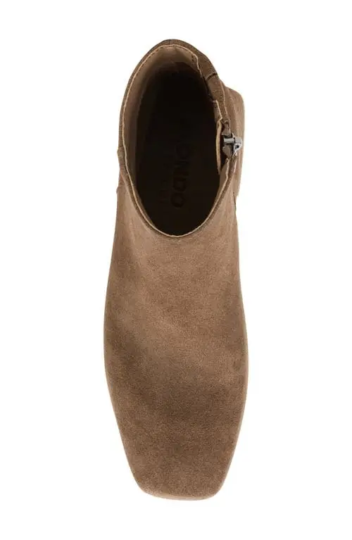 Blondo Lizzy Waterproof Square Toe Block Heel Bootie - Taupe Suede