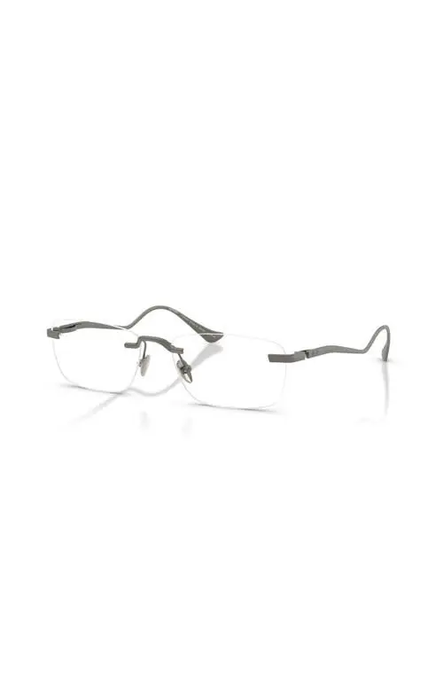 FERRARI 54mm Rectangle Rimless Optical Glasses - Grey