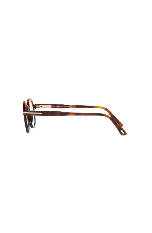 TOM FORD Round Full Rim Acetate Eyeglasses - Tortoise