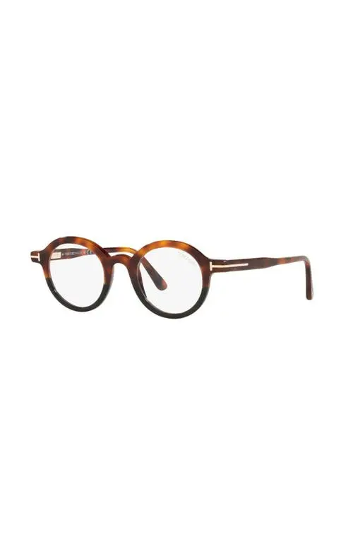 TOM FORD Round Full Rim Acetate Eyeglasses - Tortoise