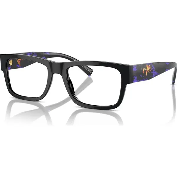 Prada 54mm Rectangle Optical Glasses - Black