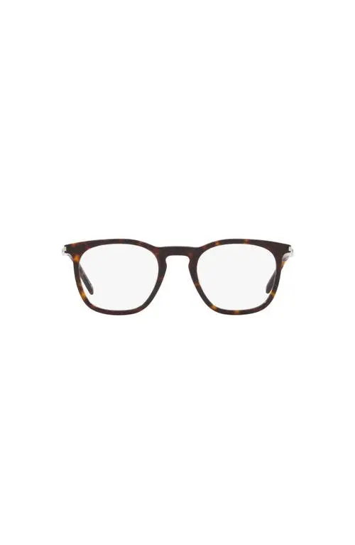 Saint Laurent Acetate Full Rim Round Eyeglasses - Tortoise