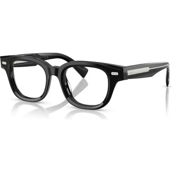 Brunello Cucinelli 48mm Rectangle Full Rim Eyeglasses - Black