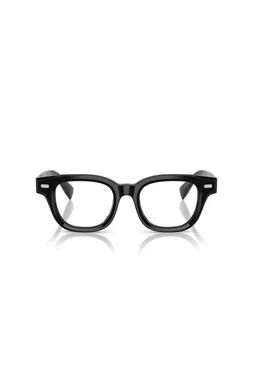 Brunello Cucinelli 48mm Rectangle Full Rim Eyeglasses - Black