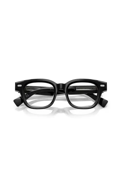 Brunello Cucinelli 48mm Rectangle Full Rim Eyeglasses - Black