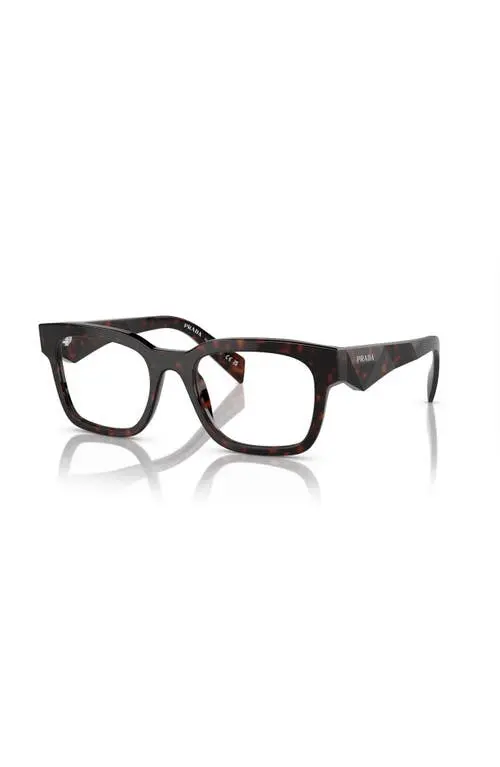 Prada 54mm Rectangle Optical Glasses - Red