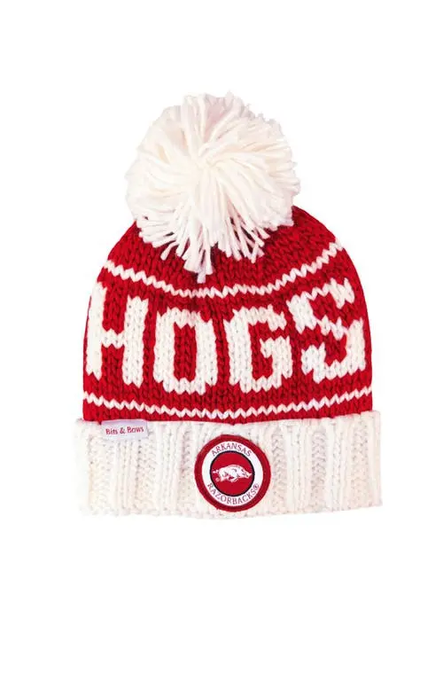 BITS & BOWS Arkansas Bobble Beanie - Red