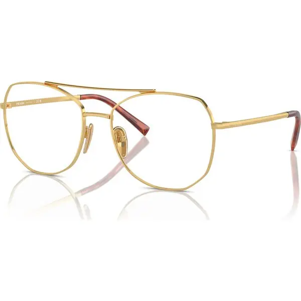 Prada 54mm Irregular Full Rim Eyeglasses - Gold