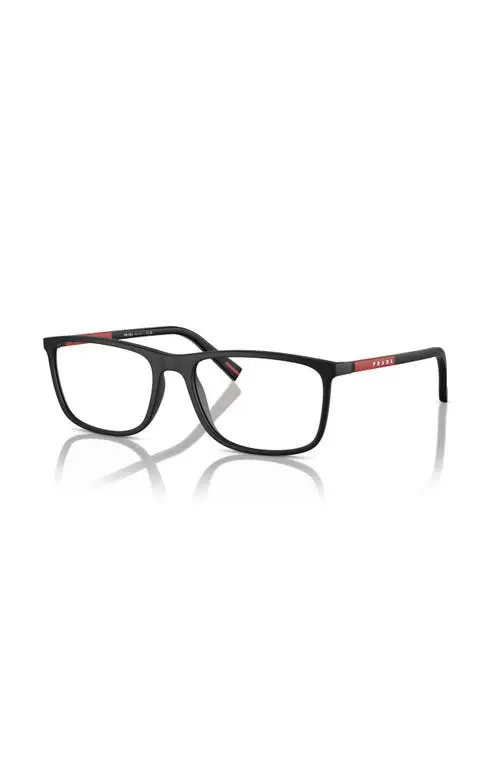 Prada 57mm Rectangle Optical Glasses - Black