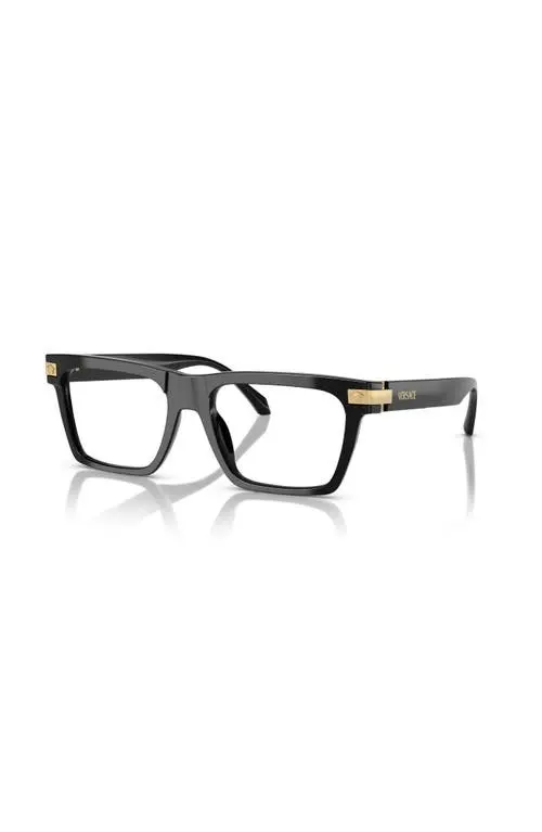 Versace 53mm Rectangle Optical Glasses - Black Gold